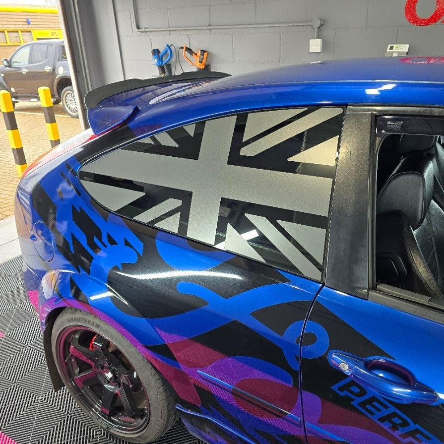 Mk2 & 2.5 Focus Rear 3 Door Union Jack Window Vinyl Decal Set (Pair ...