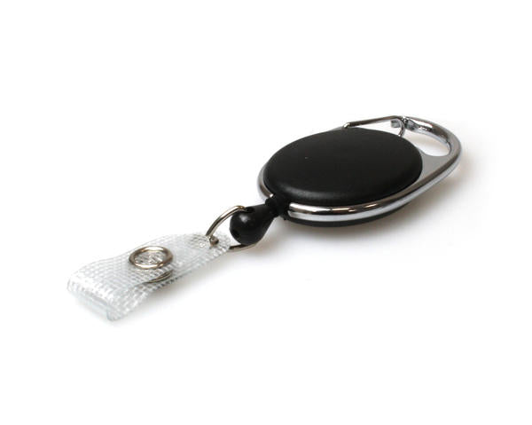 Black Solid Carabiner Card Reels with Reinforced Straps (Pack of 50 ...
